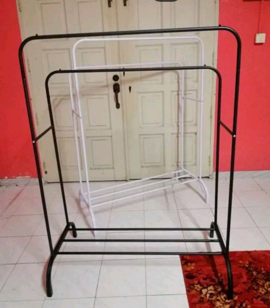 Cloth hanger railing Rack, Rak baju 1, 2 poles iron besi metal steel ...