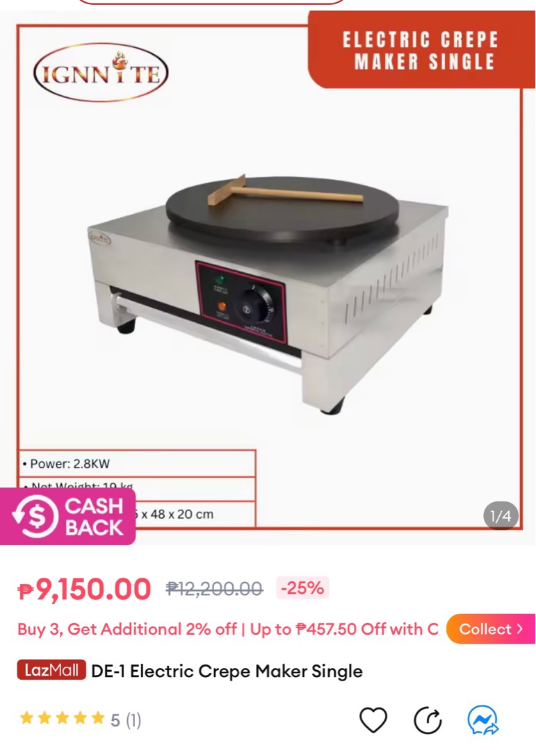 Crepe Maker Electric (GOOD AS NEW!), TV & Home Appliances, Kitchen ...