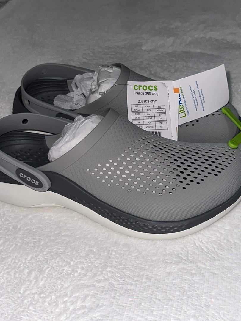 Crocs Literide 360 Clog in Light Grey Slate Grey, Men's Fashion ...