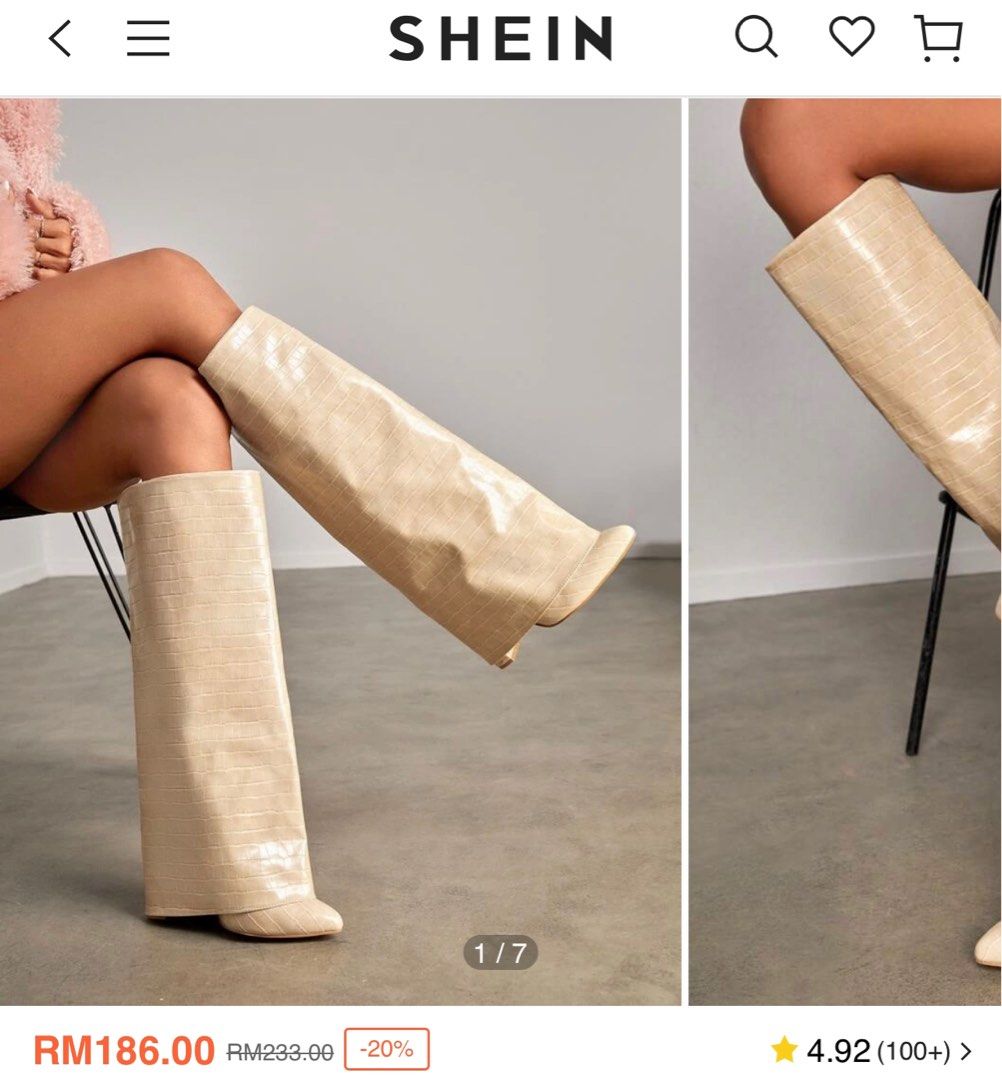 CUCCOO Trending Crocodile Embossed Point Toe Chunky Heeled Classic ...