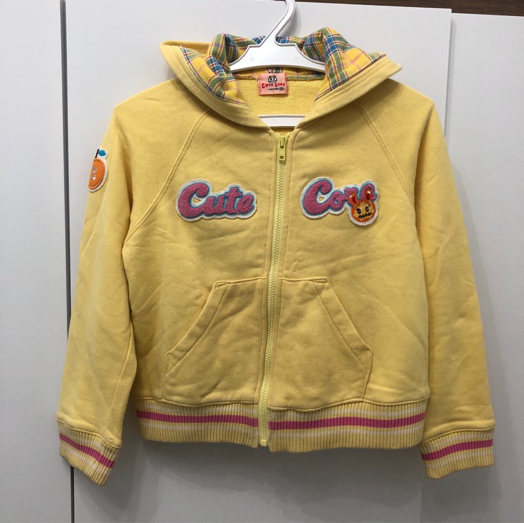 cute core by cutie japan/japanese brand - yellow y2k cute pretty cropped long sleeve zip up ...