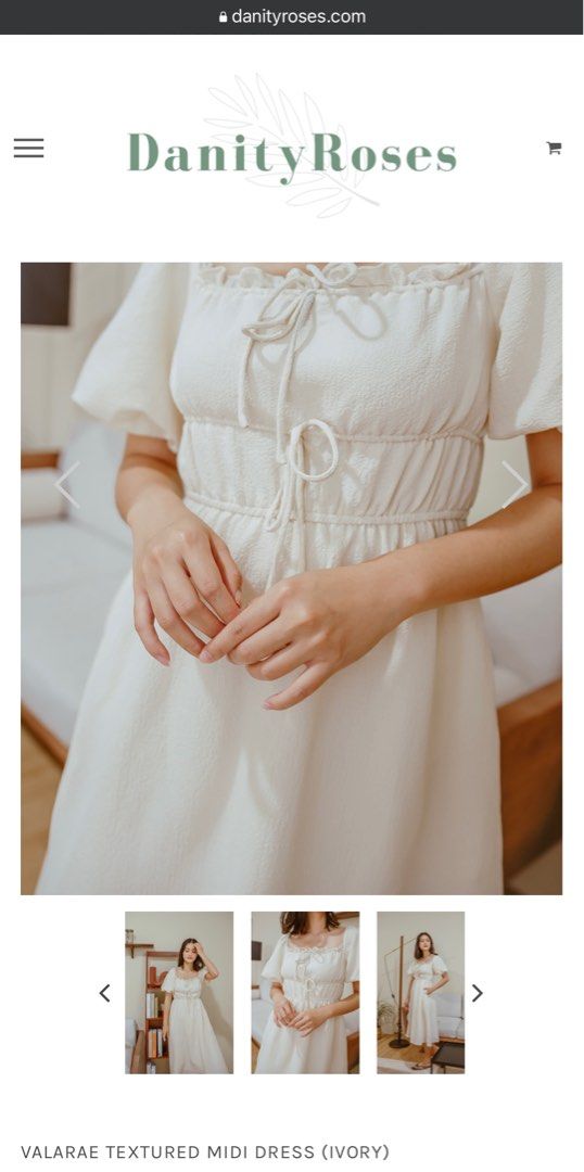 Danity Roses - Valarae Textured Midi Dress in Ivory, Women's Fashion ...