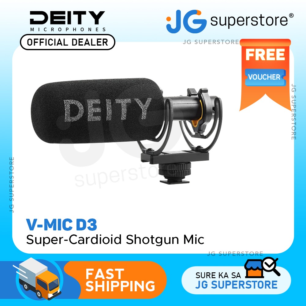 Deity V-Mic D3 Super-Cardioid Directional Camera-Mount Shotgun Microphone with Rycote Shockmount ...