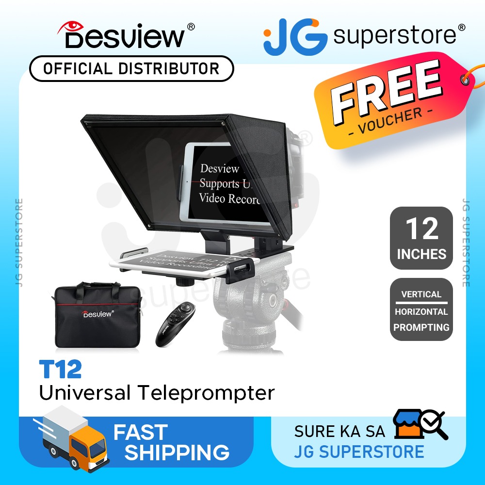 Desview / Bestview T12 12" Universal Teleprompter with Horizontal / Vertical Shooting, Bluetooth ...
