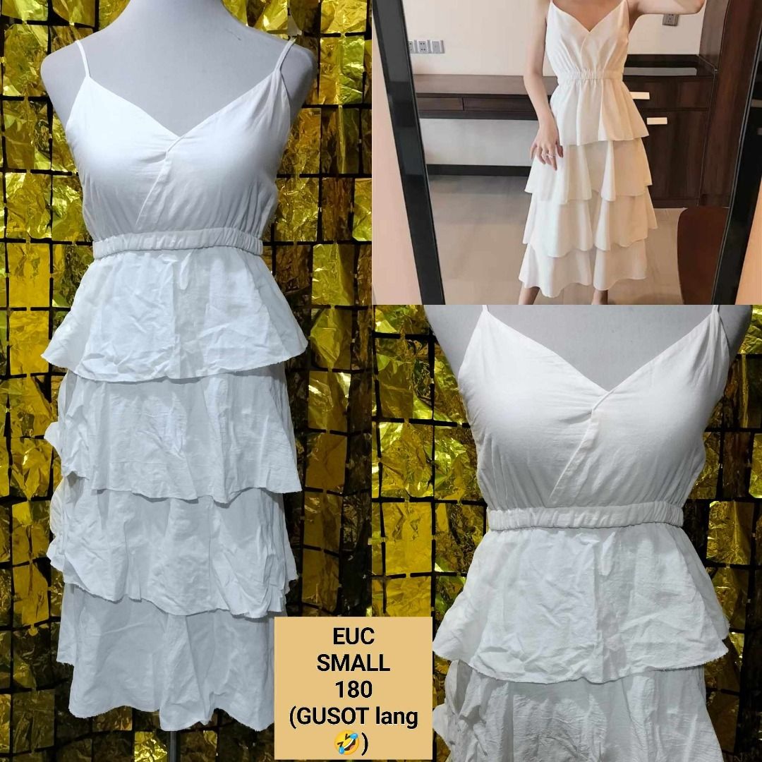 White Layered Midi Dress, Women's Fashion, Dresses & Sets, Dresses on Carousell