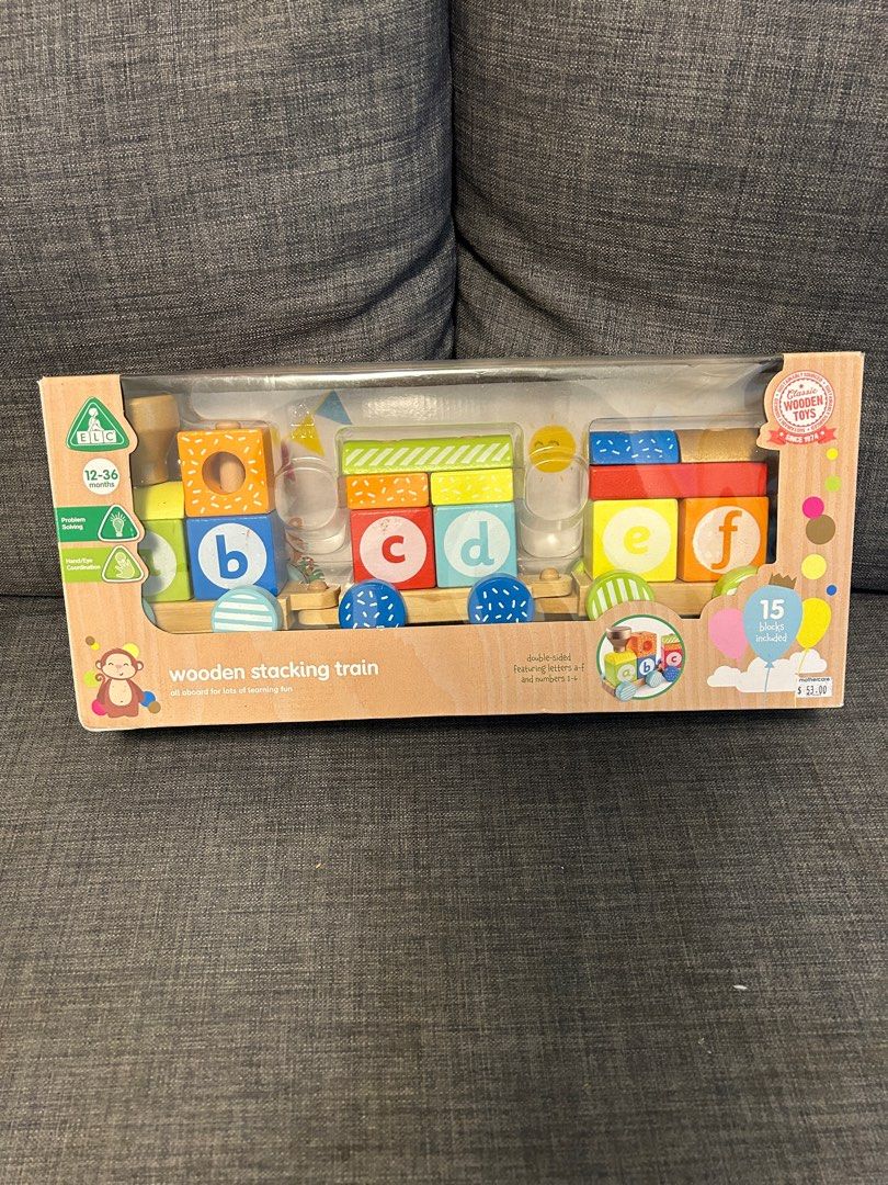 ELC Wooden stacking Train (12-36 months), Hobbies & Toys, Toys & Games ...