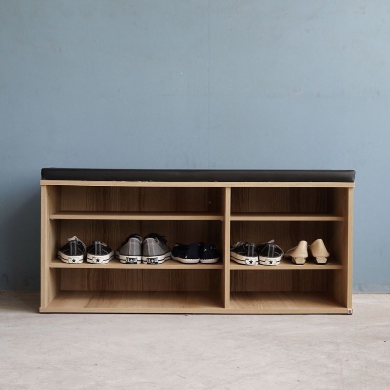 VHIVE Kylie 100cm Shoe Bench (Ash Oak Low Storage Cupboard), Furniture ...