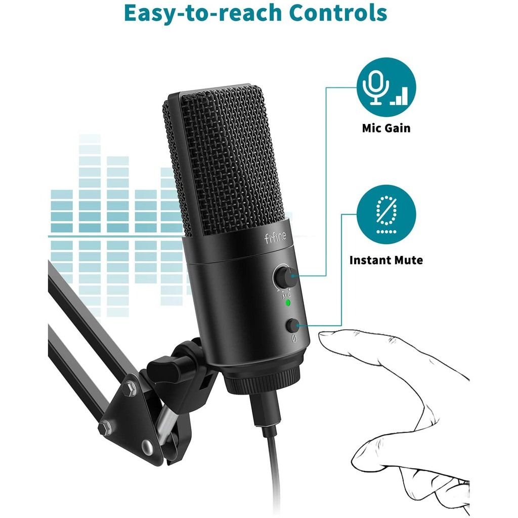Fifine K683A USB-C Microphone Studio Condenser Mic with Gain Control ...