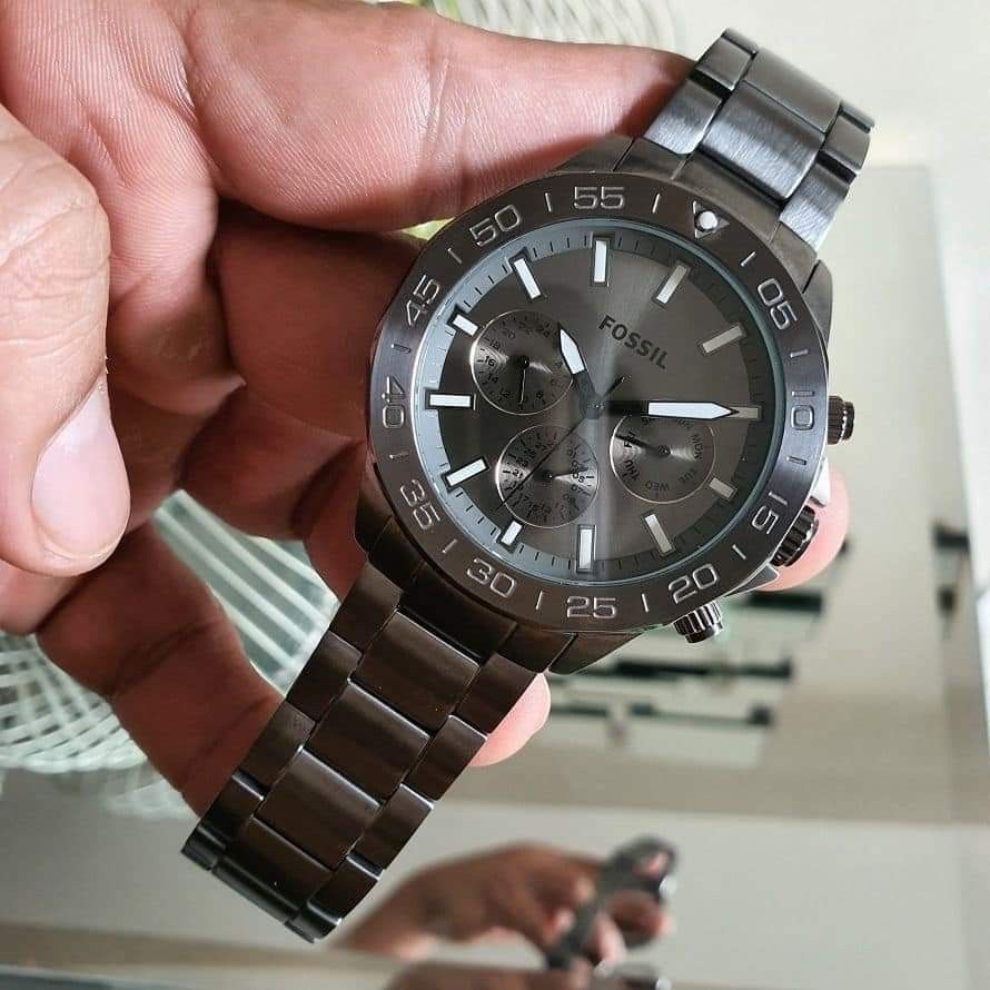 Fossil Bannon Multifunction Smoke Stainless Steel Watch BQ2491 45mm ...