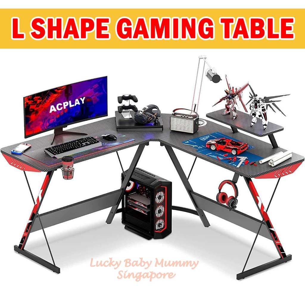 [FREE DELIVERY] Carbon Fiber L Shape Gaming Table / Desk / Study Table ...