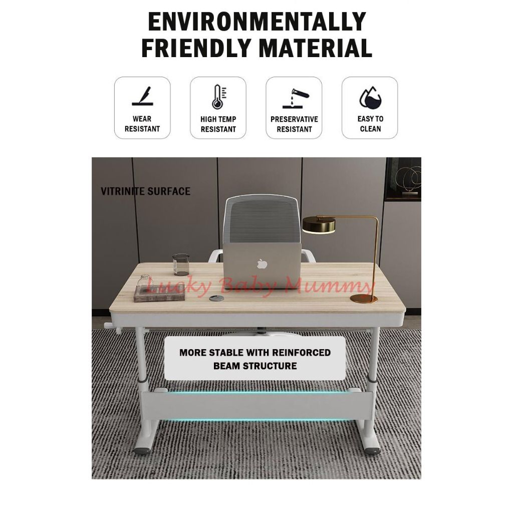 [FREE DELIVERY] Hand Crank Free Lift Height Adjustable Computer Table ...