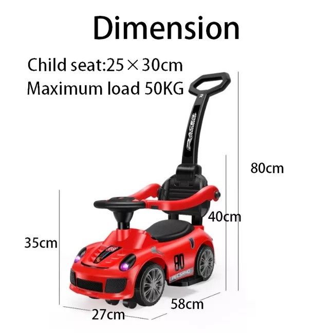 [Free Parental Stick Detachable] Kids Sports Car Manual Walker Ride On ...
