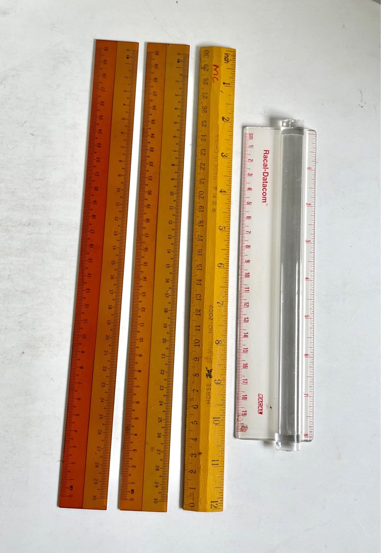 FWP Vintage Plastic Rulers Wooden Ruler Racal-Datacom Ruler with ...
