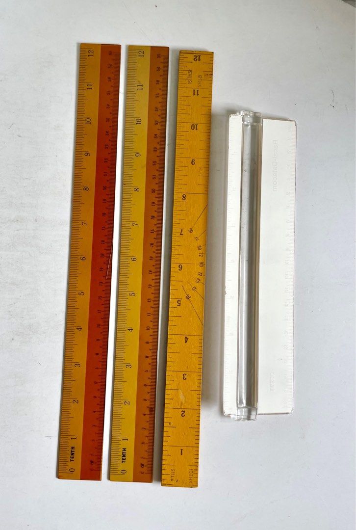 FWP Vintage Plastic Rulers Wooden Ruler Racal-Datacom Ruler with ...