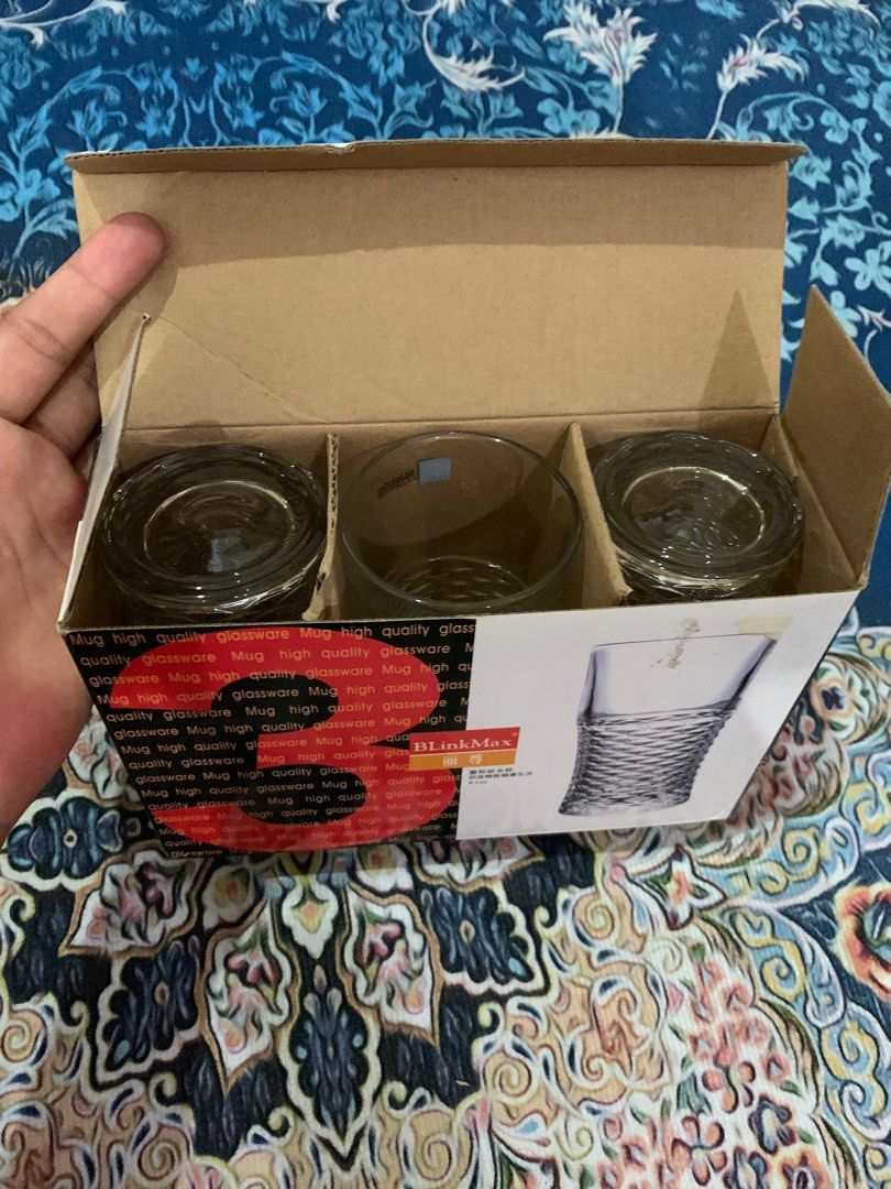 Glass cup cawan design diamond, Furniture & Home Living, Kitchenware ...