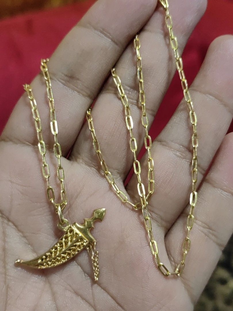 gold necklace with datu sword pendant, Women's Fashion, Jewelry ...