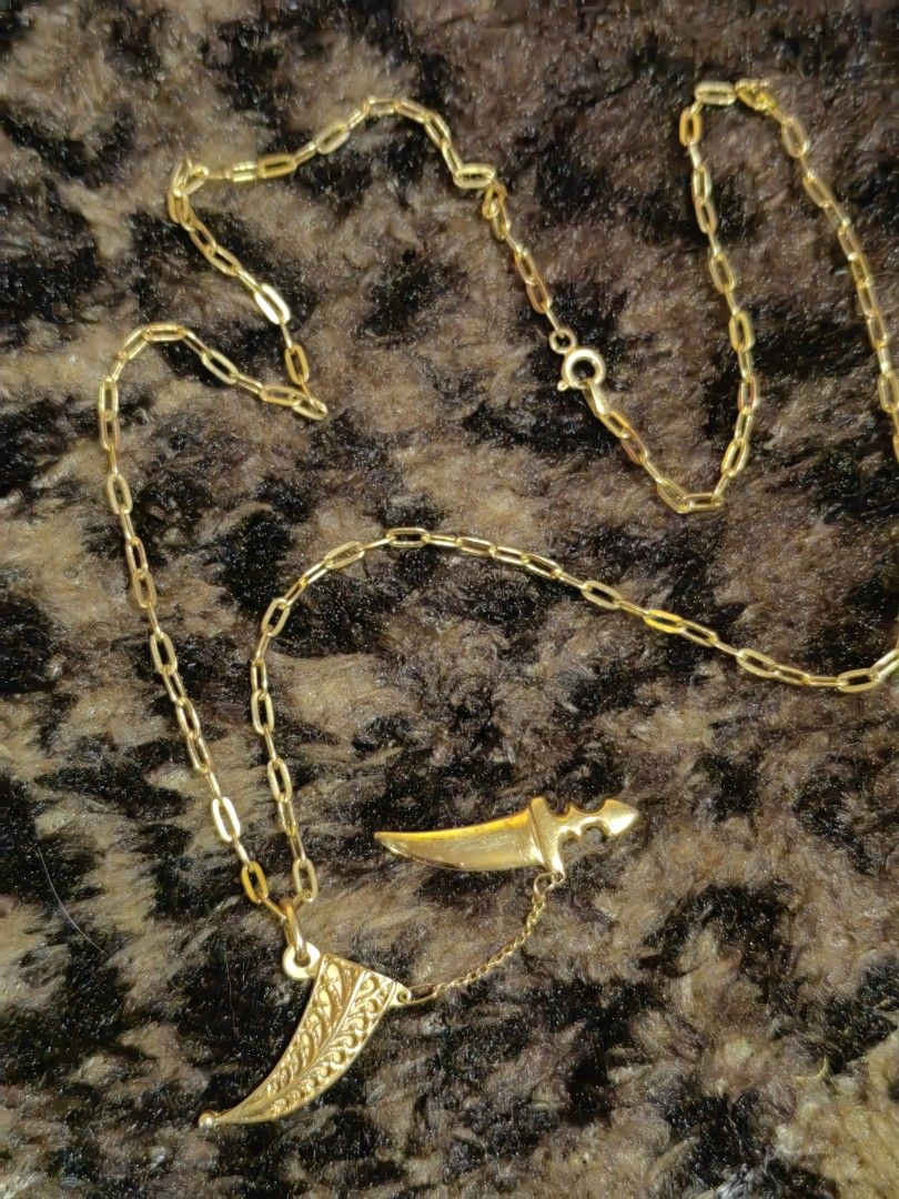 gold necklace with datu sword pendant, Women's Fashion, Jewelry ...
