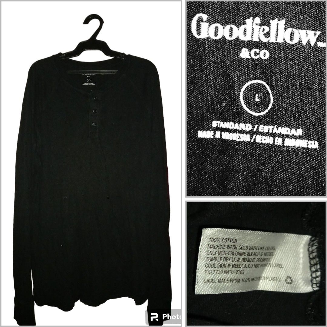 Good fellow & Co. 100% Cotton Black Shirt Long Sleeve Mens, Men's ...