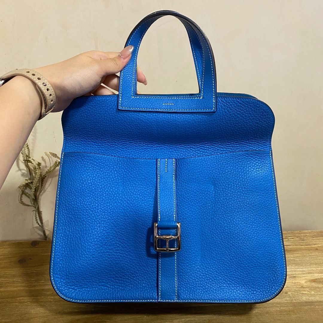 Hermes Halzan 31 in clemence leather blue zanzibar - stamp A, Luxury ...