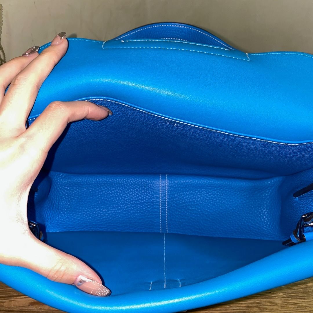 Hermes Halzan 31 in clemence leather blue zanzibar - stamp A, Luxury ...