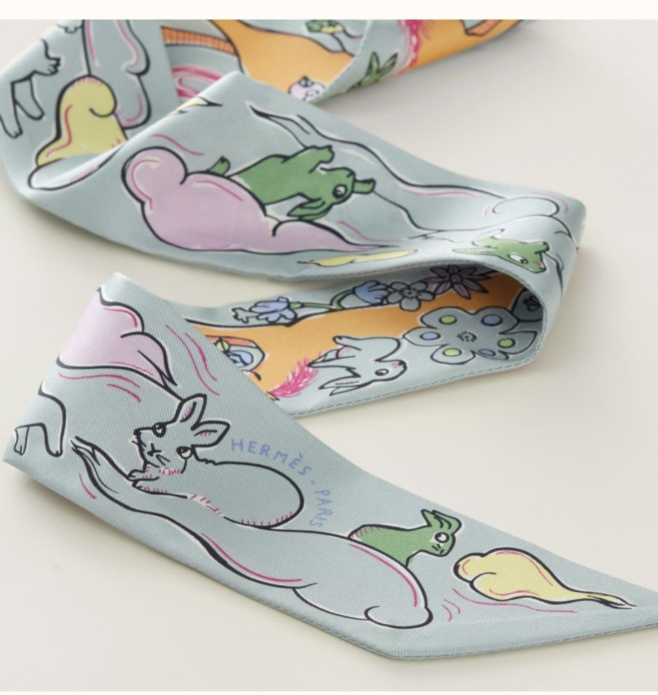 Hermes Mille en un lapins rabbit twilly, Women's Fashion, Watches ...