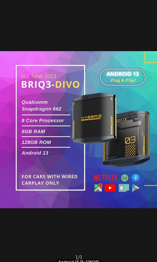 Kyebriq Briq3-Divo Carplay Android Box (Android 13, 8GB Ram 128GB Rom), Car Accessories ...