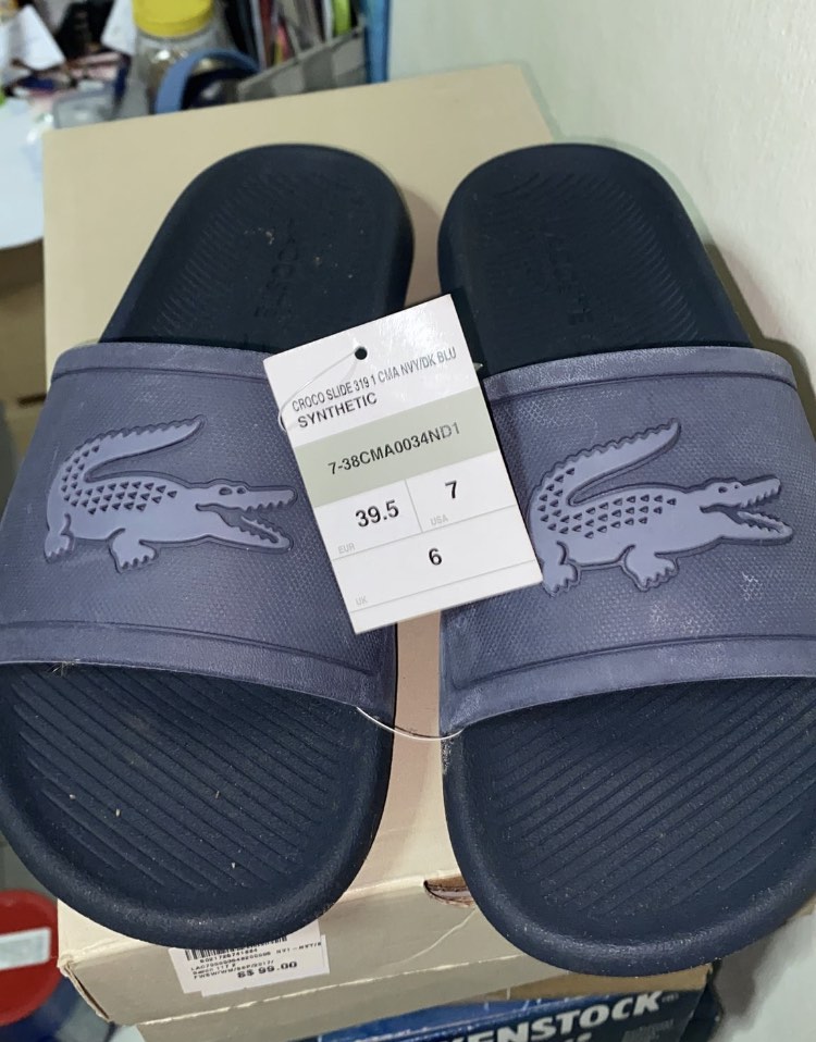 Lacoste slide, Men's Fashion, Footwear, Flipflops and Slides on Carousell