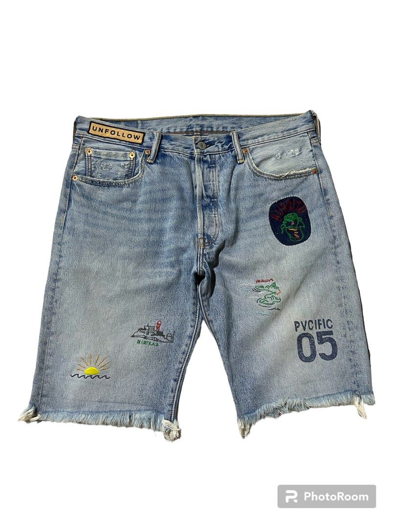 Levis patchwork jorts, Men's Fashion, Bottoms, Shorts on Carousell