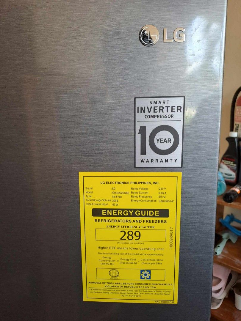 LG No-frost Inverter Refrigerator (GR-B222SQBB), 1 y/o, TV & Home ...