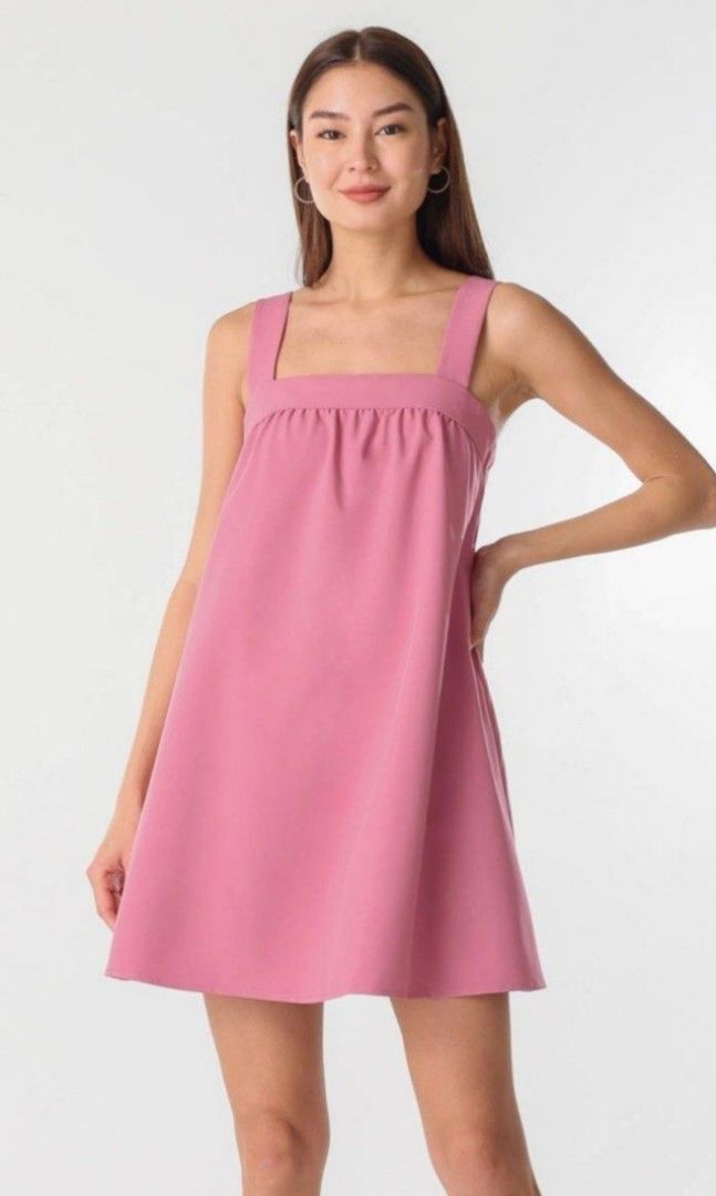 Lovet Rhea cross-back tent dress (rogue pink), Women's Fashion, Dresses ...