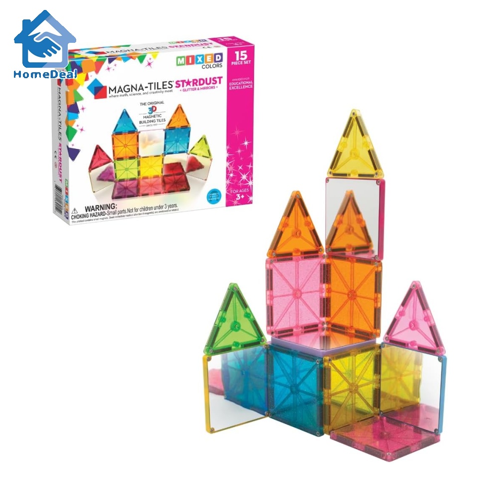 Magna-Tiles 18915 15Piece Stardust Set, The Original, Award-Winning ...