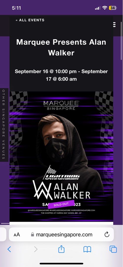 Male Ticket Alan Walker Marquee, Tickets & Vouchers, Event Tickets on ...