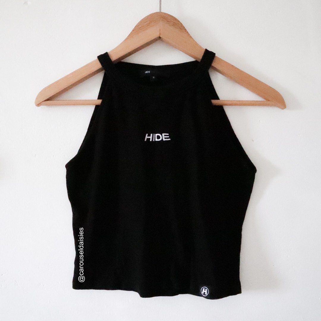 Mixxmix Hide Korean Halterneck Crop Top (Black), Women's Fashion, Tops, Sleeveless on Carousell