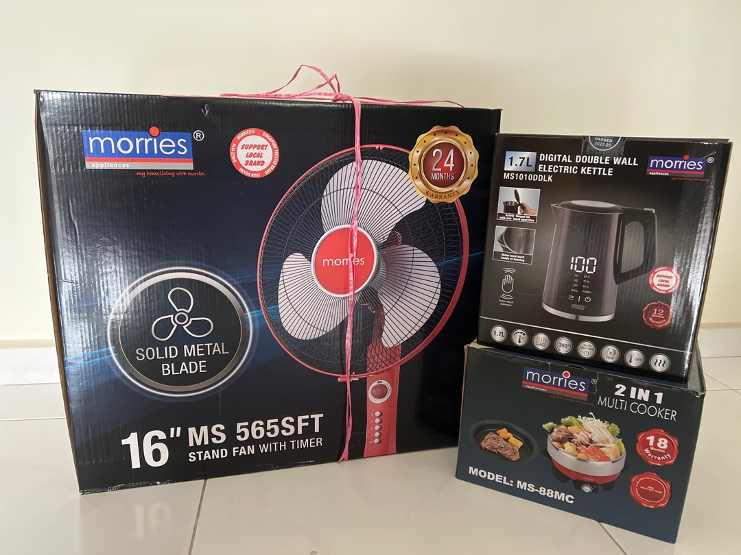 Morries stand fan, electric kettle, multi cooker, Furniture & Home ...