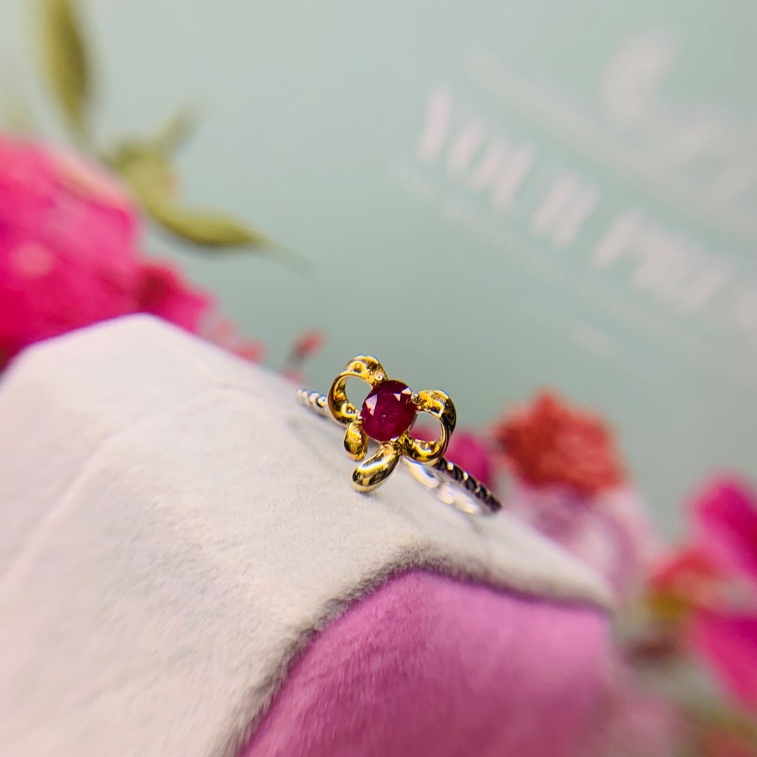 Natural Burma Ruby - 925 Sterling Silver Platinum Plated Ring, Luxury, Accessories on Carousell