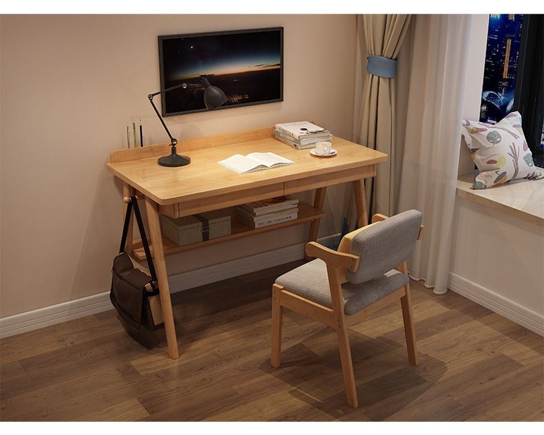 『New』Nordic desk solid wood simple home student homestay writing desk ...