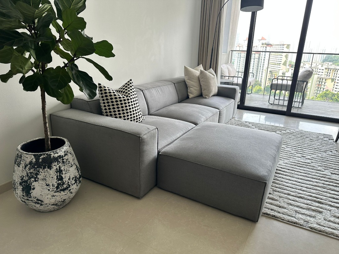 Noa Grey 4-piece Modular Sofa, Furniture & Home Living, Furniture ...