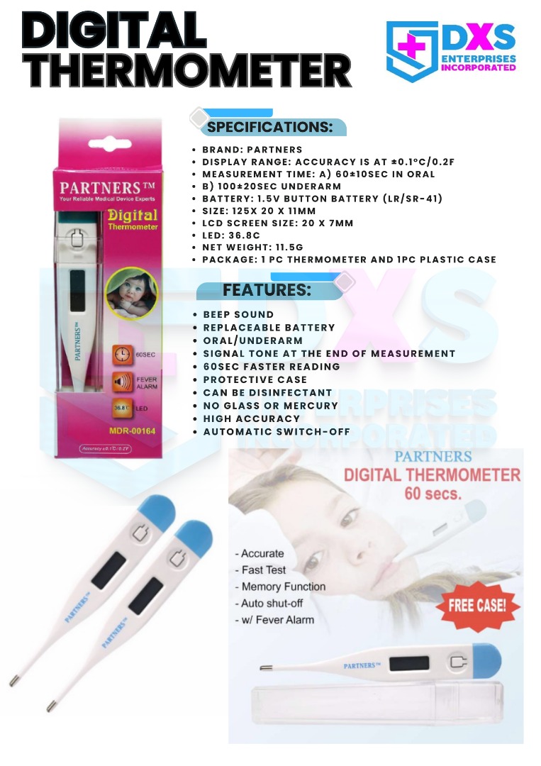 PARTNERS DIGITAL THERMOMETER, Health & Nutrition, Medical Supplies ...