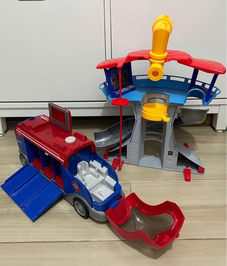 Paw Patrol Watch Tower Headquarters and Rescue Bus Musical Play Set ...