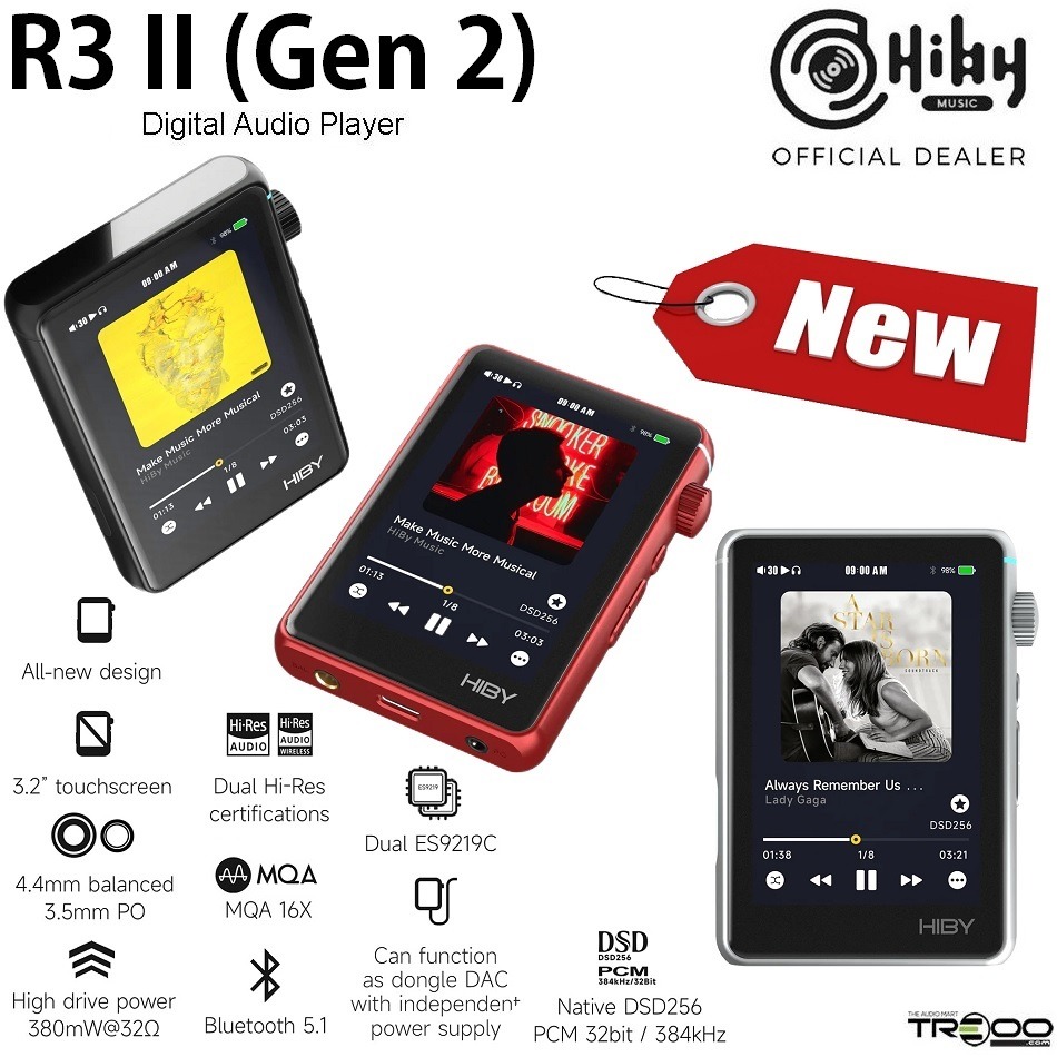 HiBy R3 II (Gen 2) MQA Digital Audio Player, Audio, Portable Music ...