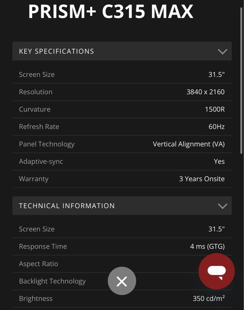 Prism + c315 max - 31.5 inch 4K UHD Curved Monitor, Computers & Tech, Desktops on Carousell