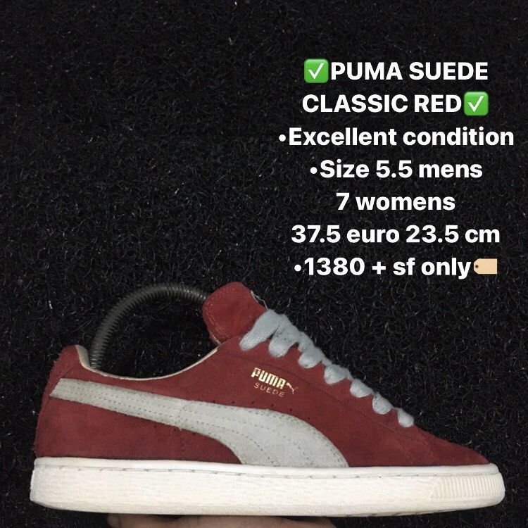 PUMA SUEDE CLASSIC RED, Women's Fashion, Footwear, Sneakers on Carousell