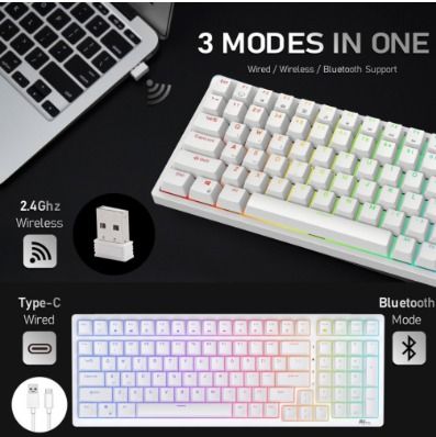 Royal Kludge RK98 / RK100 Hot Swappable BT Wireless RGB Mechanical ...