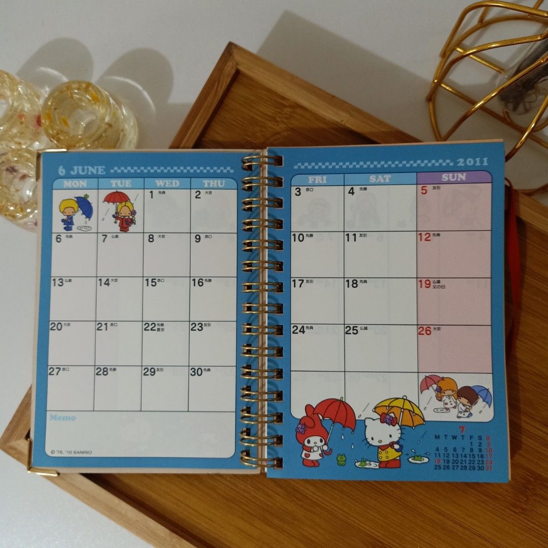 SANRIO Hello Kitty Notebook Date Book with Gold Corners, Hobbies & Toys ...