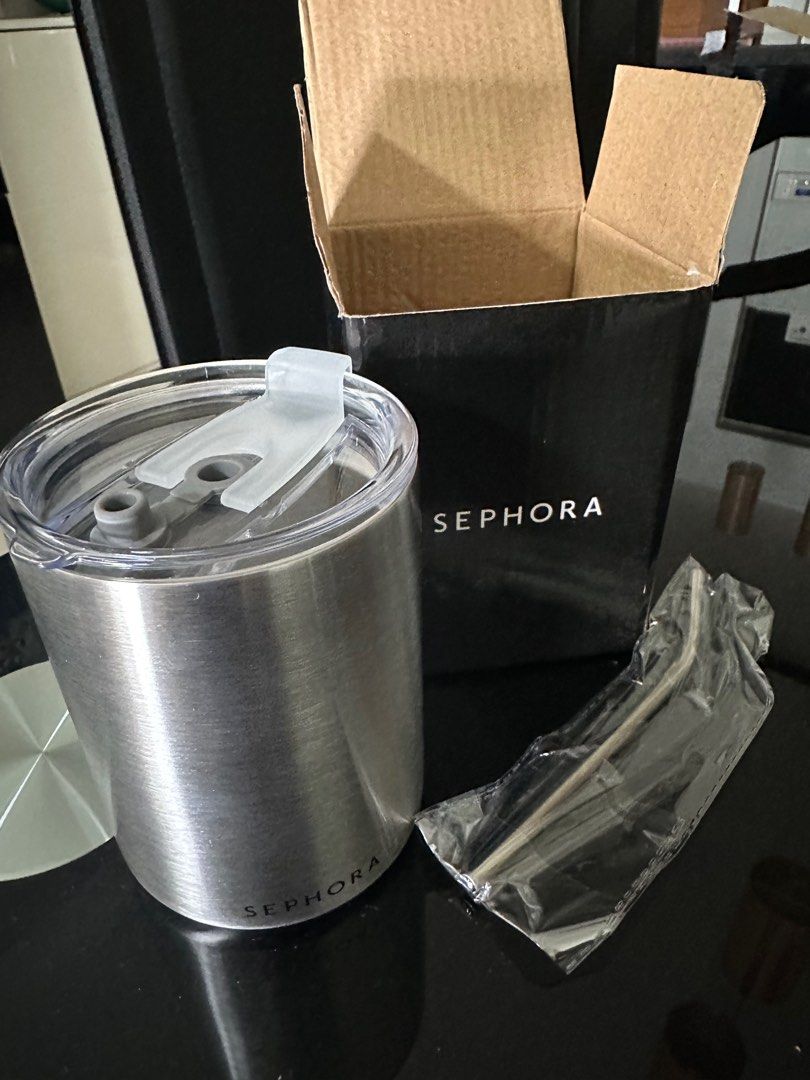Sephora stainless steel cup with straw, Furniture & Home Living ...