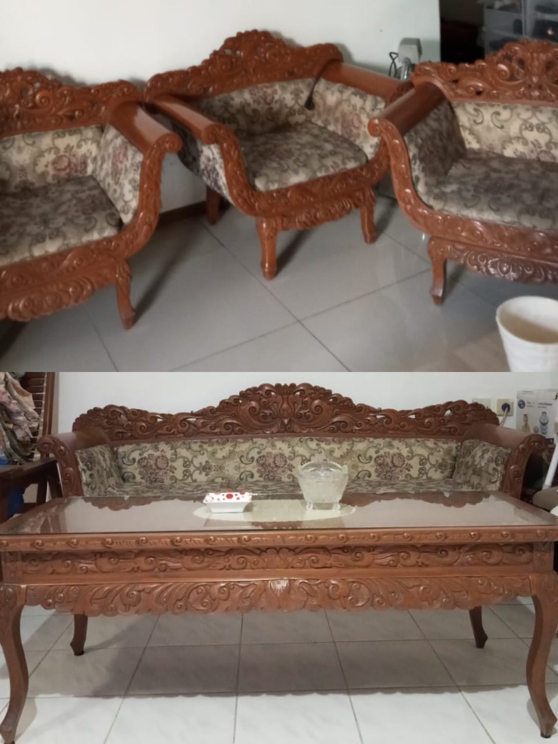 Set sofa jati, Perabotan Rumah di Carousell
