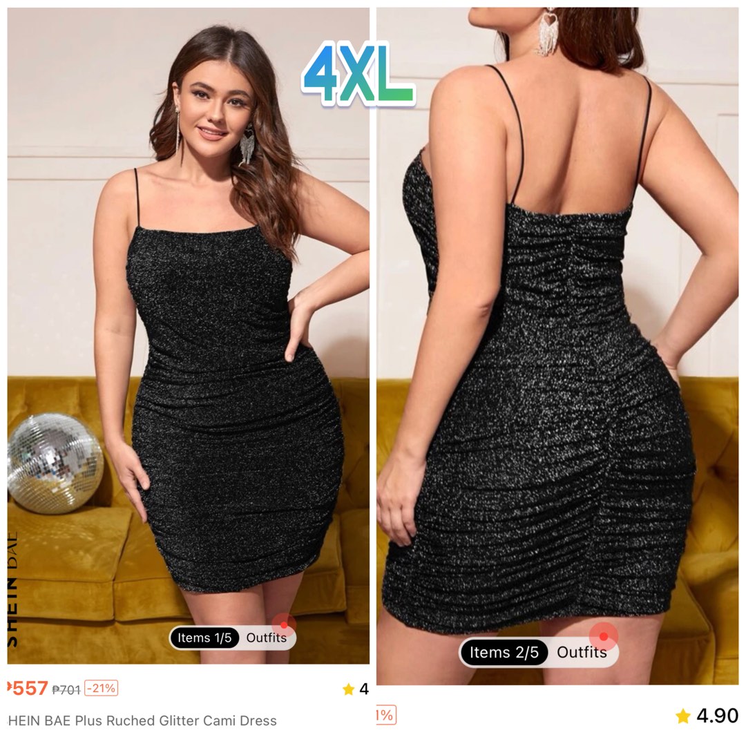 Shein Bae Curve Plus size Glitter/Sparkle/ Shiny Black Event/Party ...