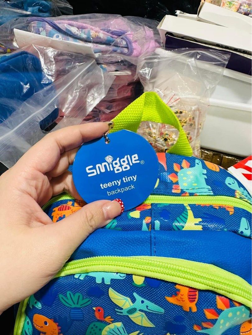 Smiggle blue dinosuar teeny tiny school bagpack for boys, Luxury, Bags ...