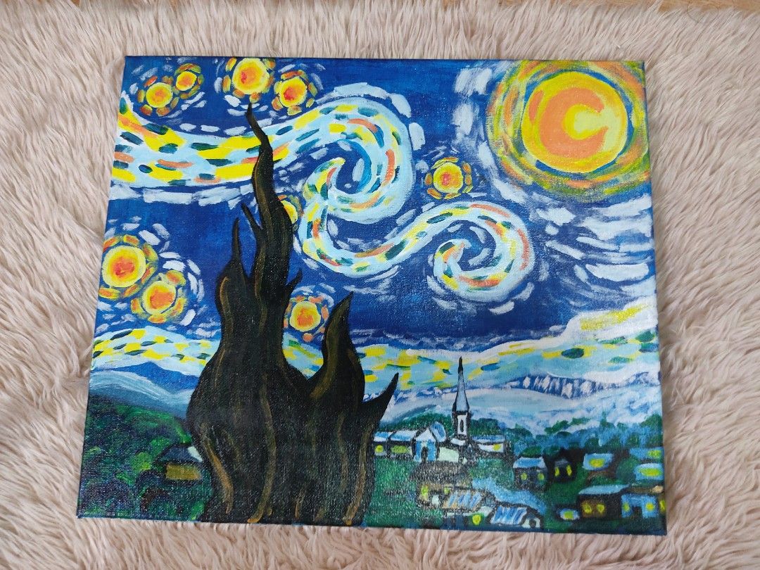 Starry Night Van Gogh Inspired Painting, Hobbies & Toys, Stationary ...