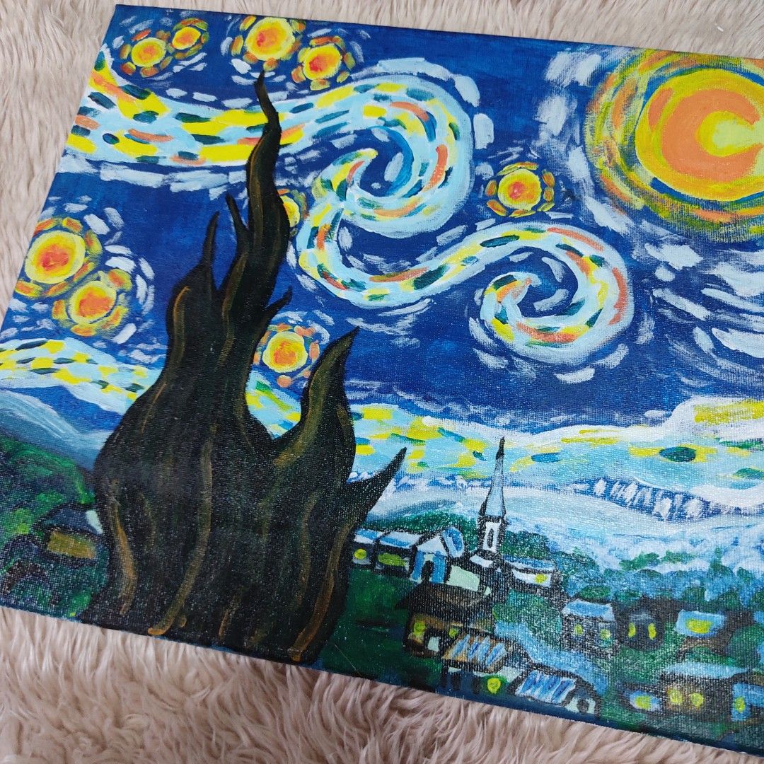 Starry Night Van Gogh Inspired Painting, Hobbies & Toys, Stationary ...